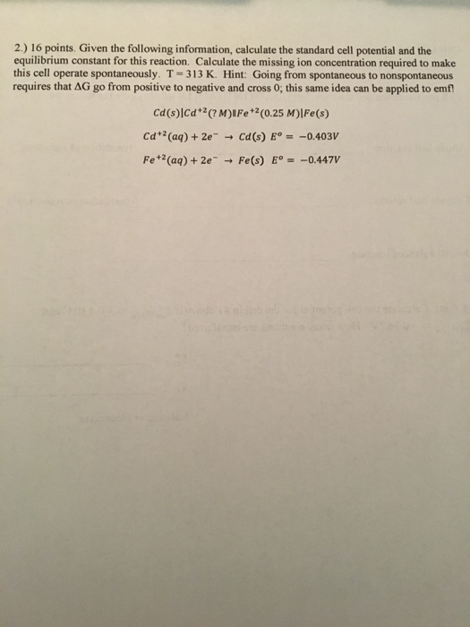 Solved 2.) 16 points. Given the following information, | Chegg.com