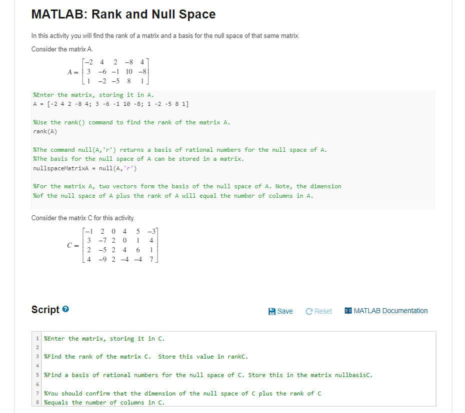 Solved In this activity you will find the rank of a matrix | Chegg.com