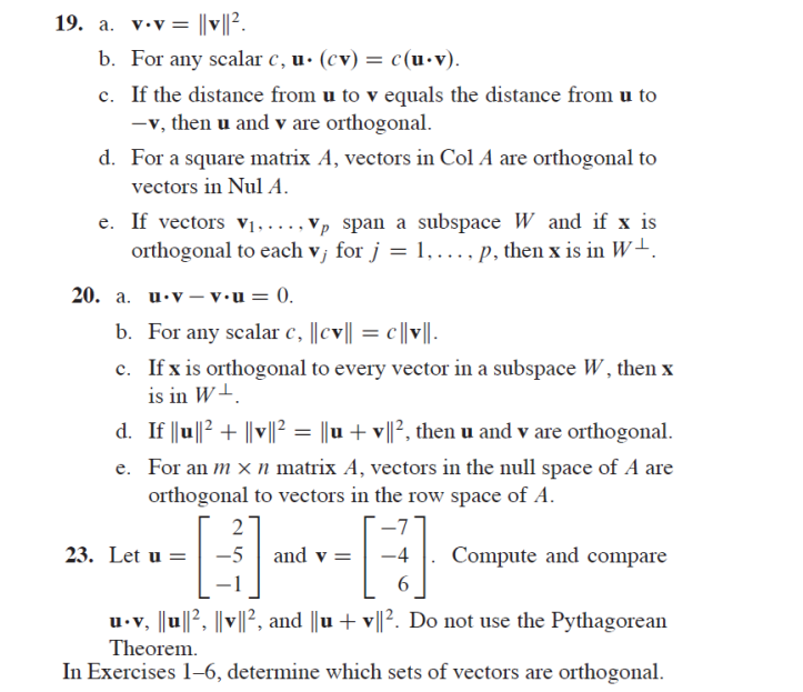 Solved 19. a. v⋅v=∥v∥2. b. For any scalar c,u⋅(cv)=c(u⋅v). | Chegg.com
