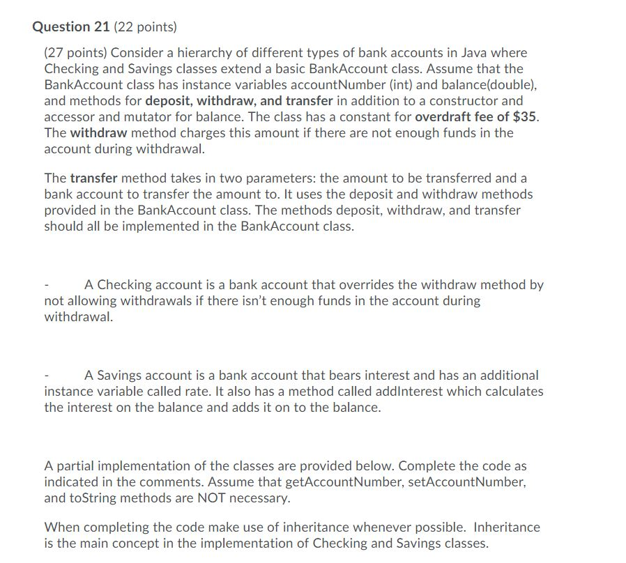 Solved Question 21 (22 points) (27 points) Consider a | Chegg.com