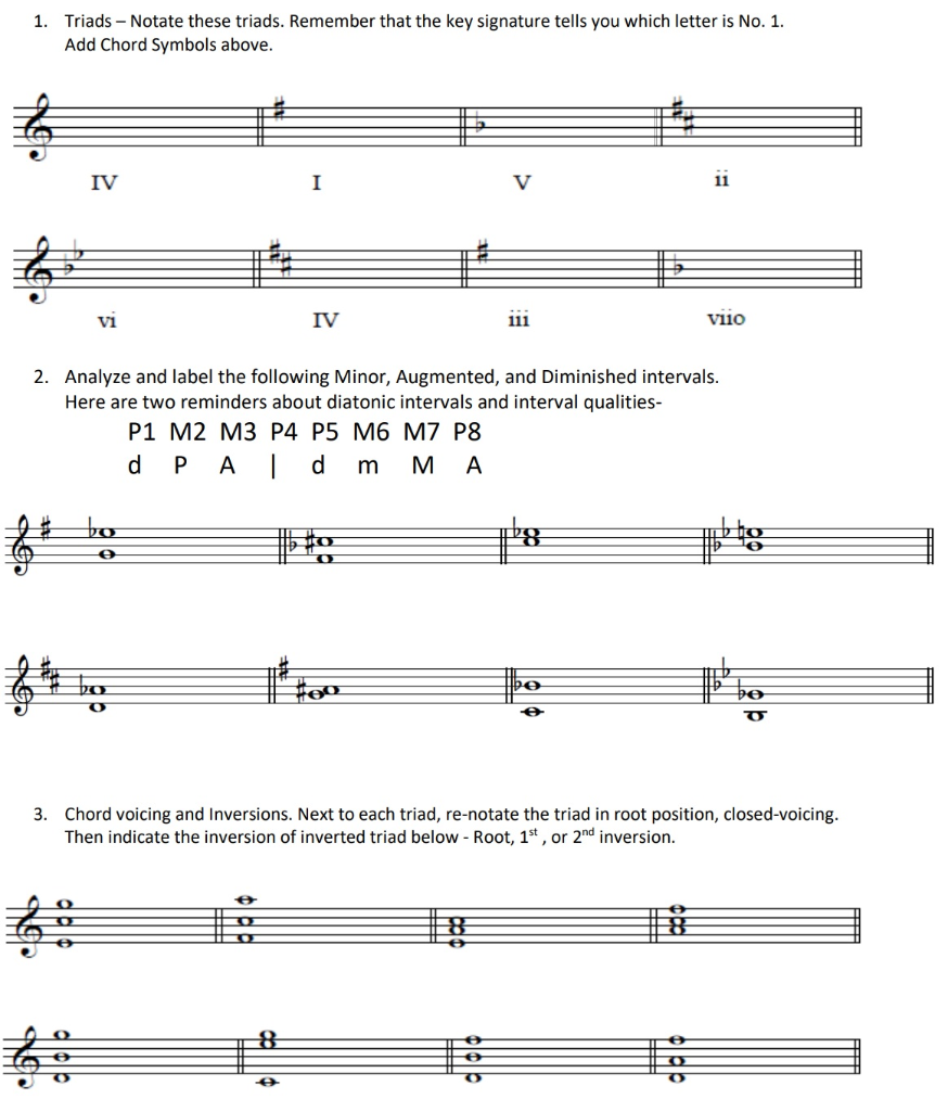 1. Triads - Notate these triads. Remember that the | Chegg.com