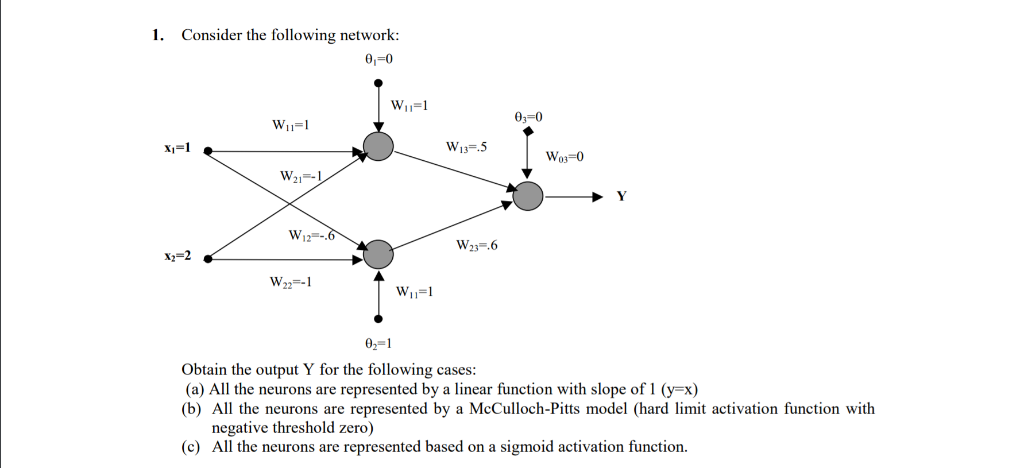 Solved 1. Consider the following network: 01-0 W1-1 03-0 | Chegg.com
