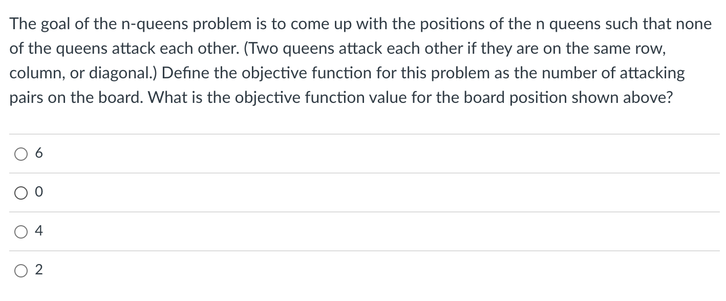 Solved The 8-queens problem can be generalized to any sized | Chegg.com