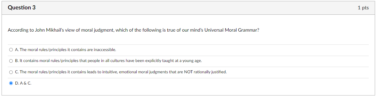 Solved According to John Mikhail's view of moral judgment, | Chegg.com