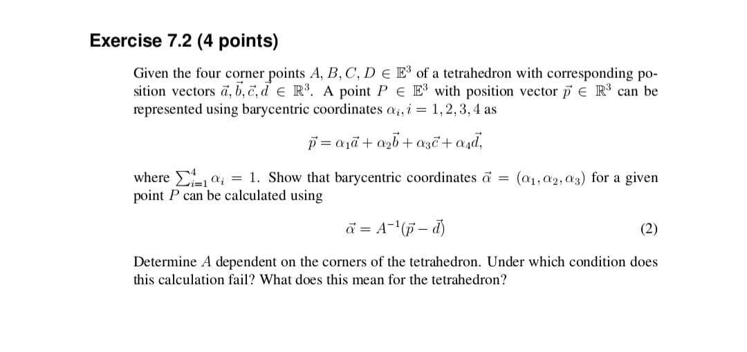 Solved Exercise 7.2 (4 points) Given the four corner points | Chegg.com