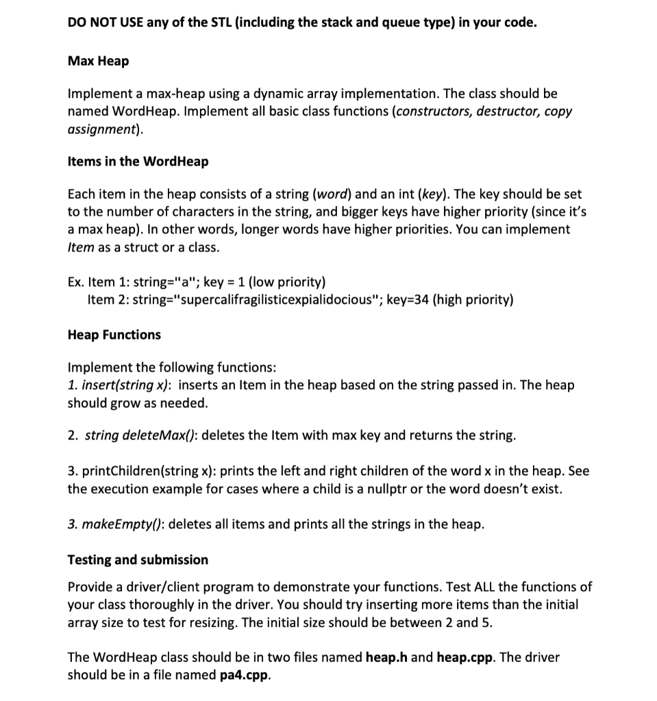 Solved DO NOT USE any of the STL (including the stack and | Chegg.com