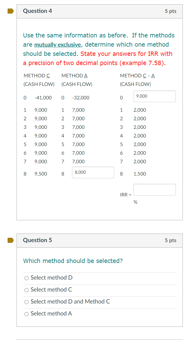 Solved Use the same information as before. If the methods | Chegg.com