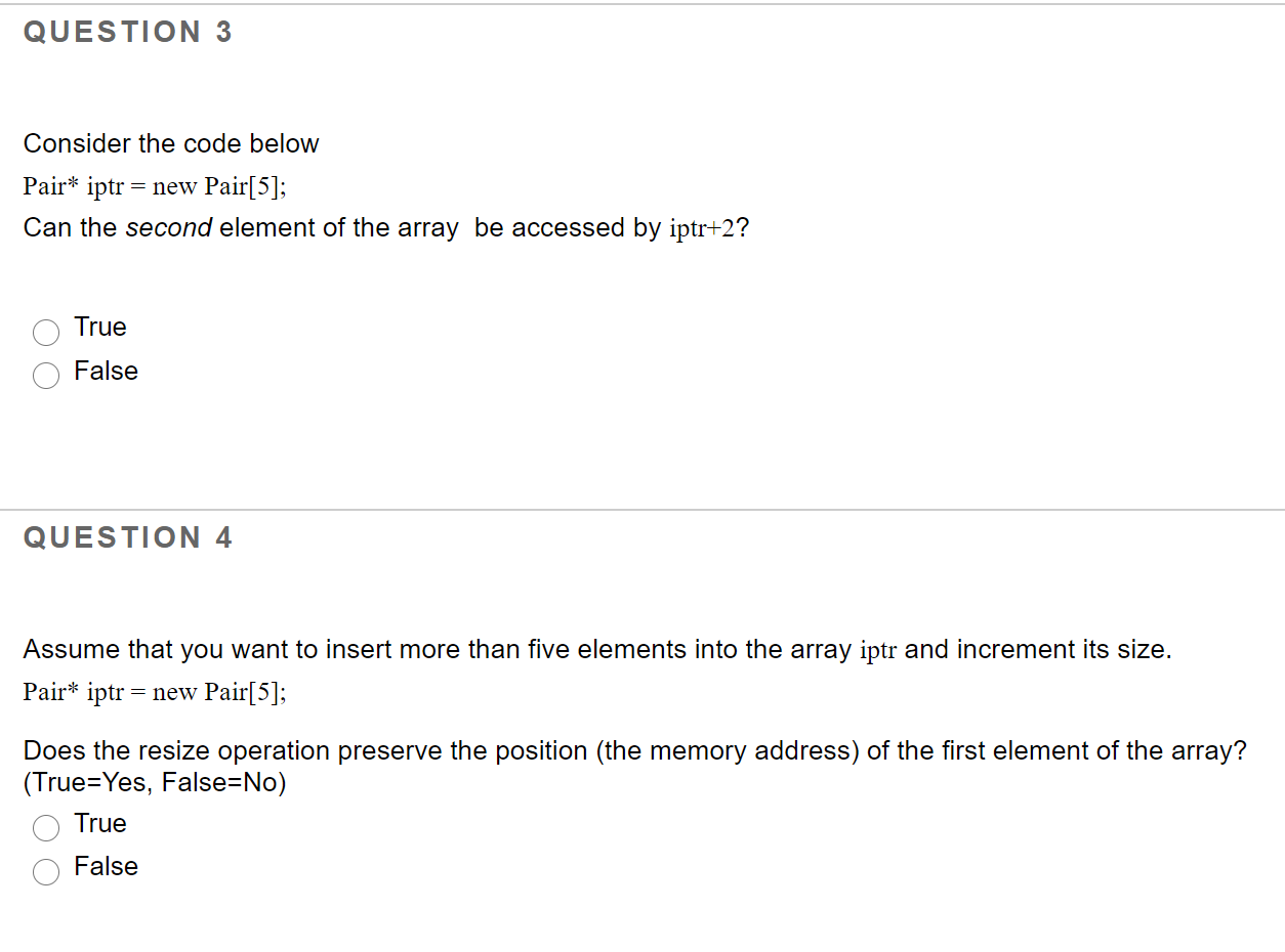 Solved QUESTION 3 Consider the code below Pair* iptr = new | Chegg.com