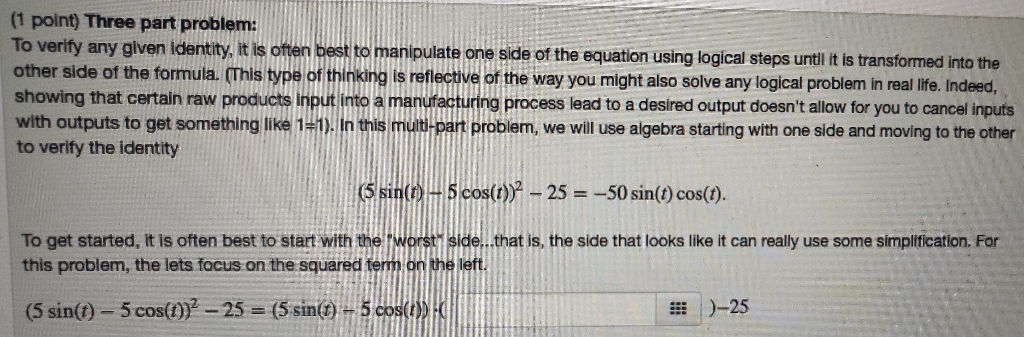 Solved 1 Point Three Part Problem To Verify Any Given