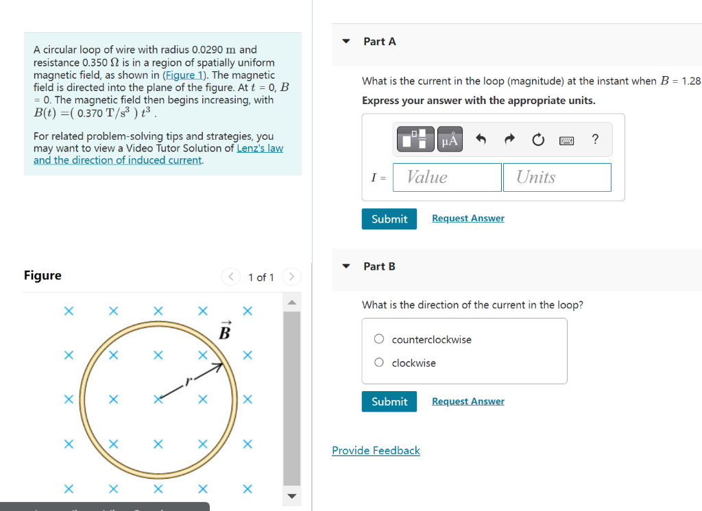 Solved A Circular Loop Of Wire With Radius 00290 M And Part 