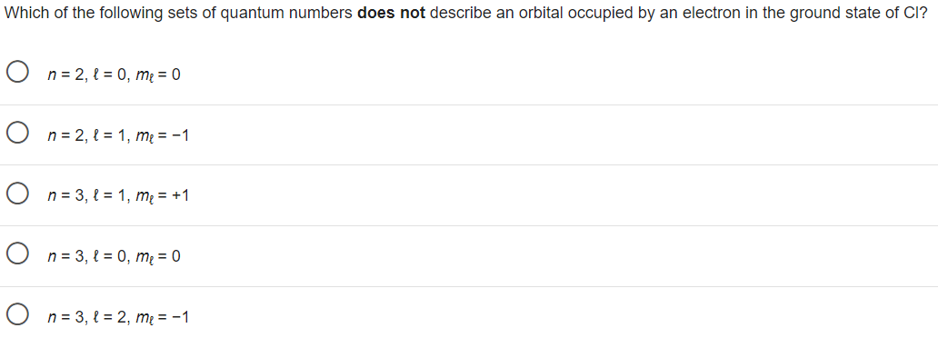 Solved Which of ﻿the following sets of ﻿quantum numbers does | Chegg.com