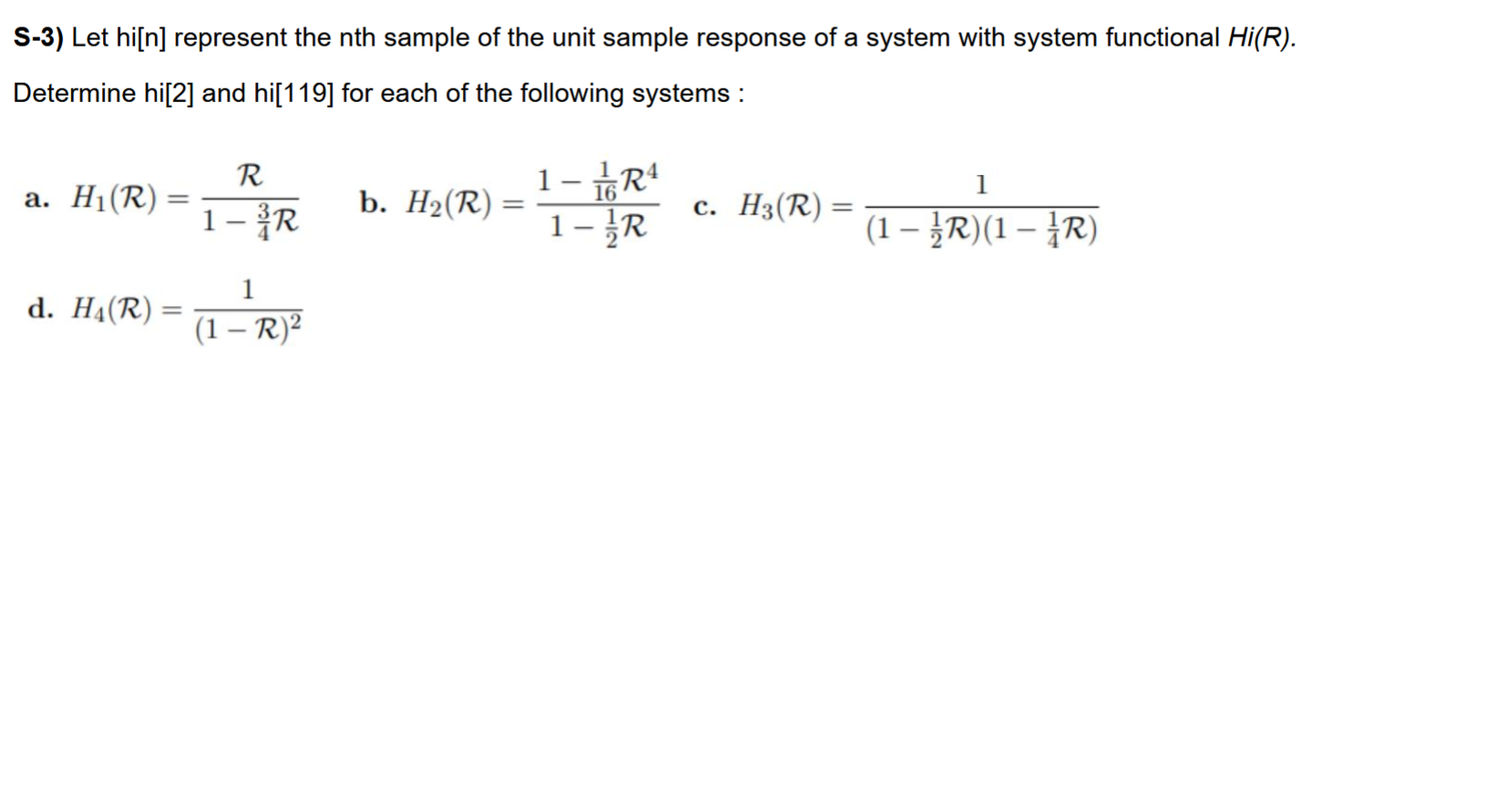 Solved S-3nth ﻿sample of ﻿the unit sample response of ﻿a | Chegg.com