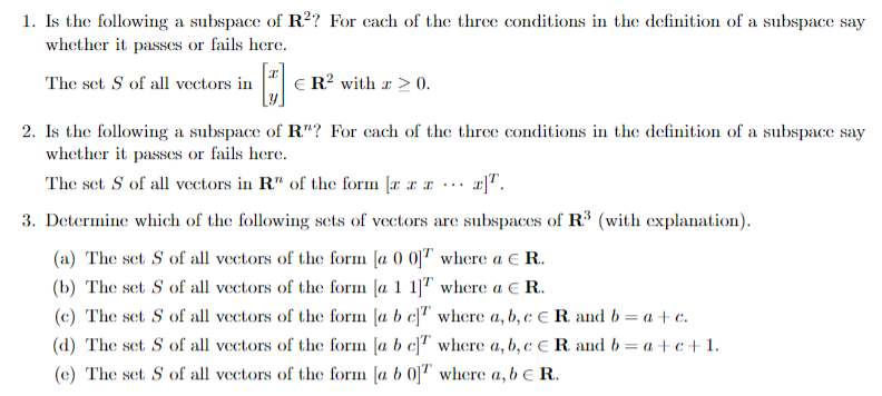 Solved 1. Is the following a subspace of R2 ? For each of | Chegg.com