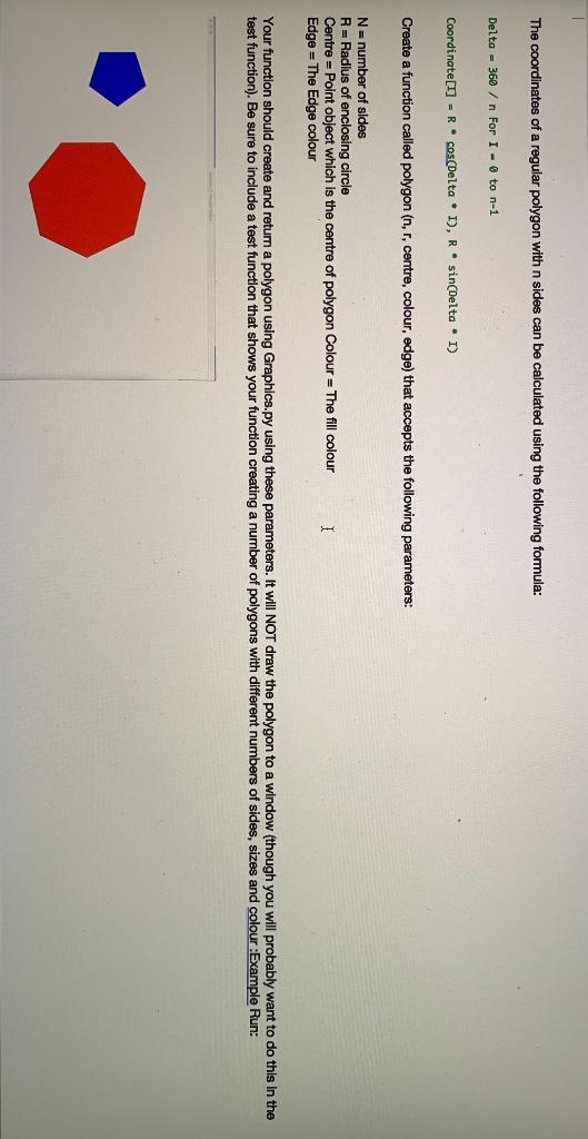 Solved The coordinates of a regular polygon with n sides can | Chegg.com