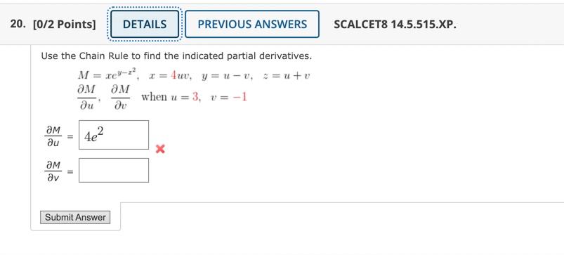 Solved 20. [0/2 Points] DETAILS PREVIOUS ANSWERS SCALCET8 | Chegg.com