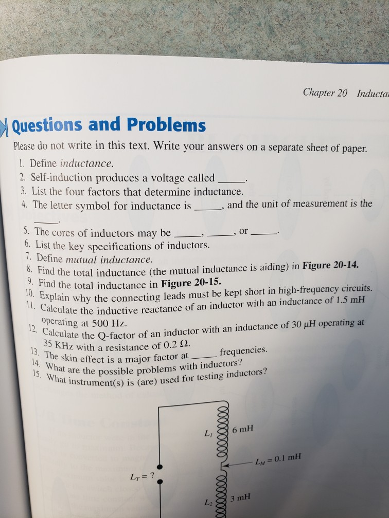 Solved Chapter 20 Inducta Questions and Problems Please do | Chegg.com