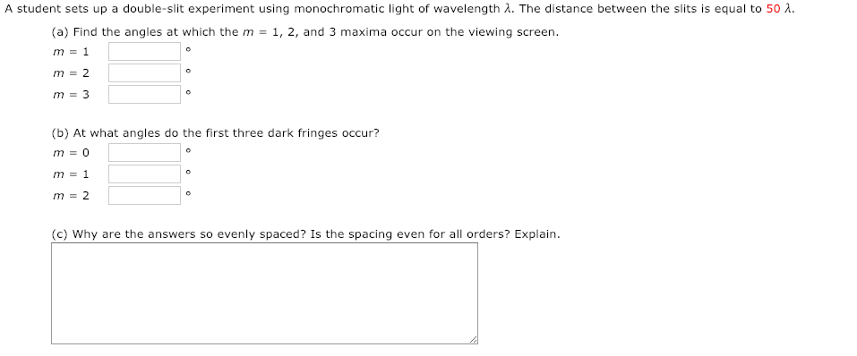 Solved A student sets up a double-slit experiment using | Chegg.com