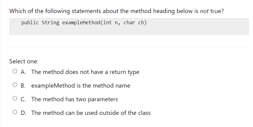 Solved Which of the following statements about the method | Chegg.com