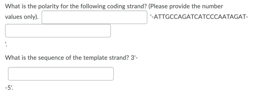 Solved What is the polarity for the following coding strand? | Chegg.com