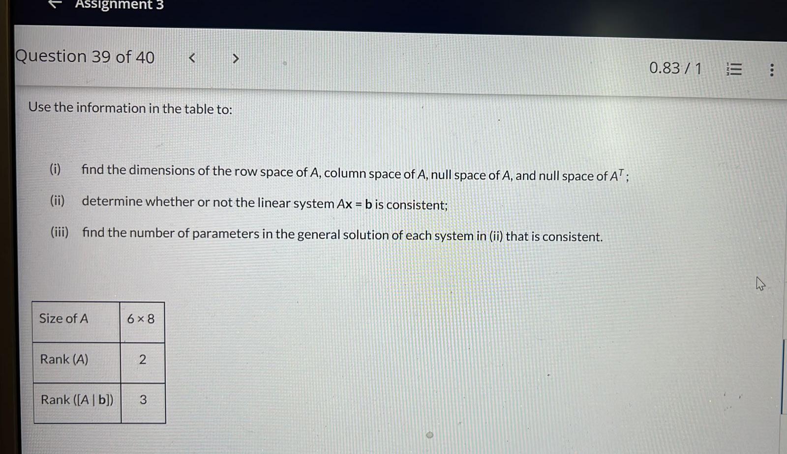 Solved Assignment 3 Question 39 of 40