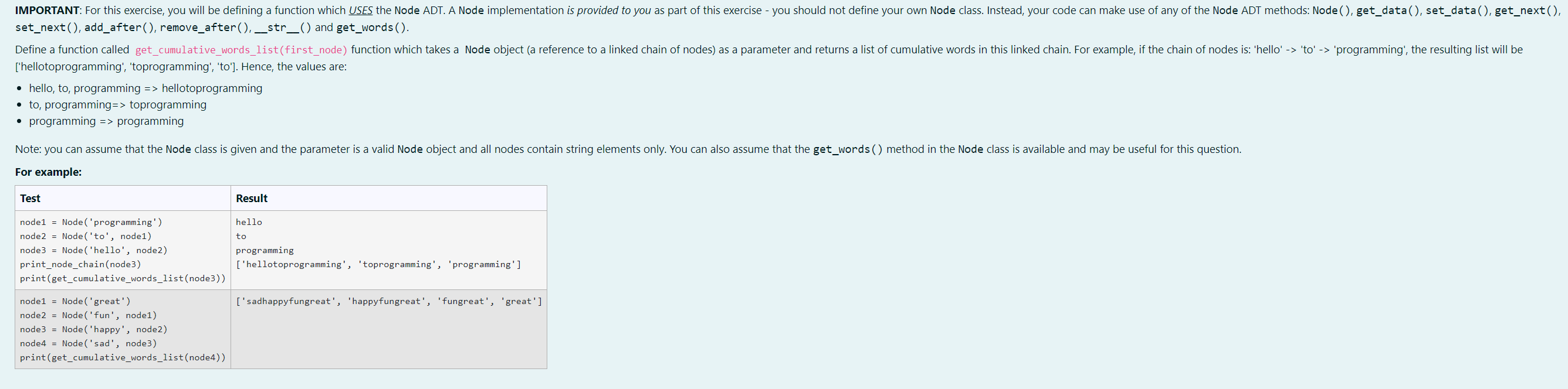 Solved IMPORTANT: For this exercise, you will be defining a | Chegg.com