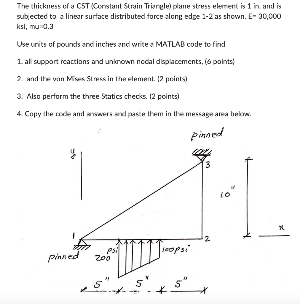Solved The thickness of a CST (Constant Strain Triangle) | Chegg.com
