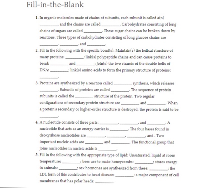 Solved Fill-in-the-Blank 1. In organic molecules made of | Chegg.com