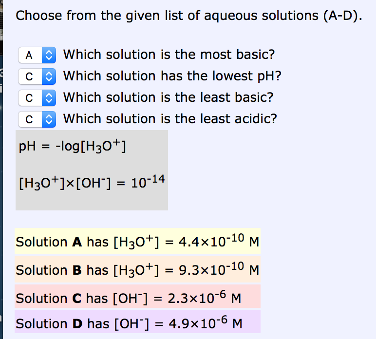Solved Choose from the given list of aqueous solutions | Chegg.com