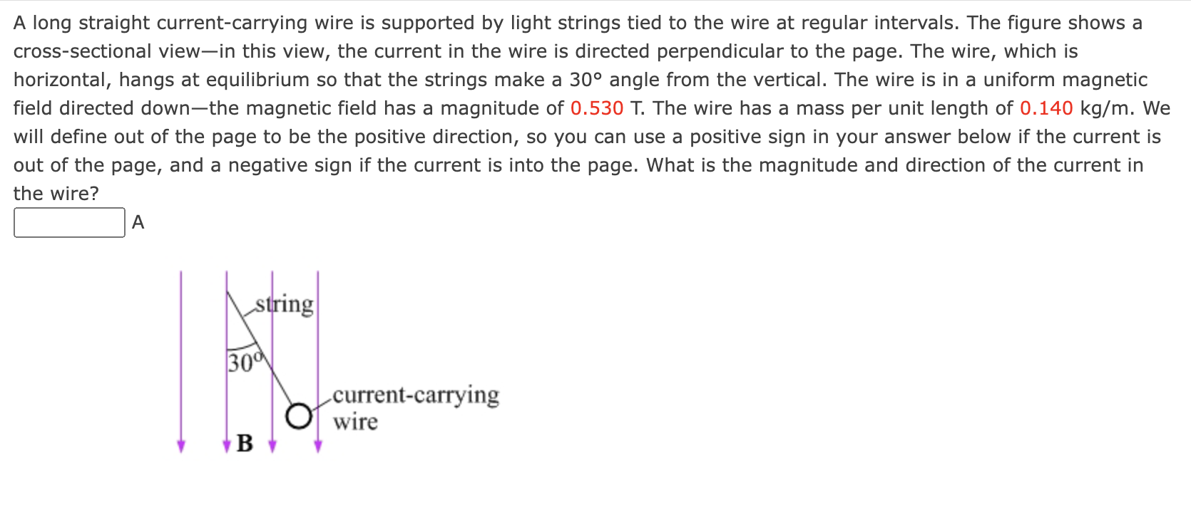 Solved A long straight current-carrying wire is supported by | Chegg.com