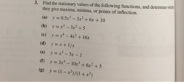 Solved Find the stationary values of the following | Chegg.com