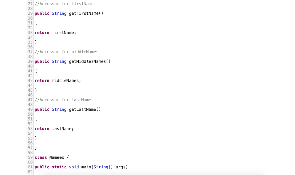 Solved 8.26 Encapsulate the Name class. Modify the existing | Chegg.com