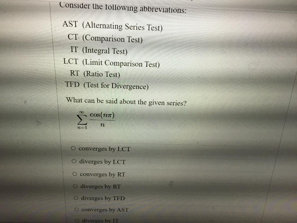 Solved Consider the following abbreviations: AST | Chegg.com
