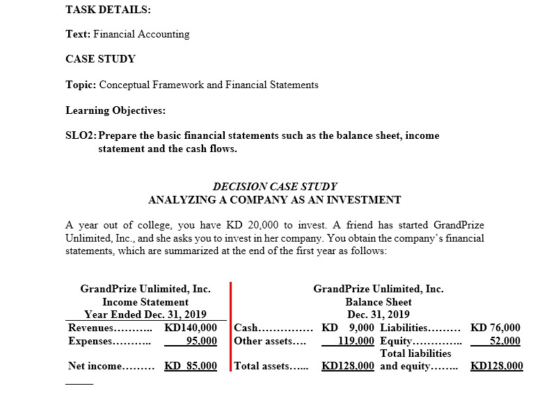Solved TASK DETAILS: Text: Financial Accounting CASE STUDY | Chegg.com