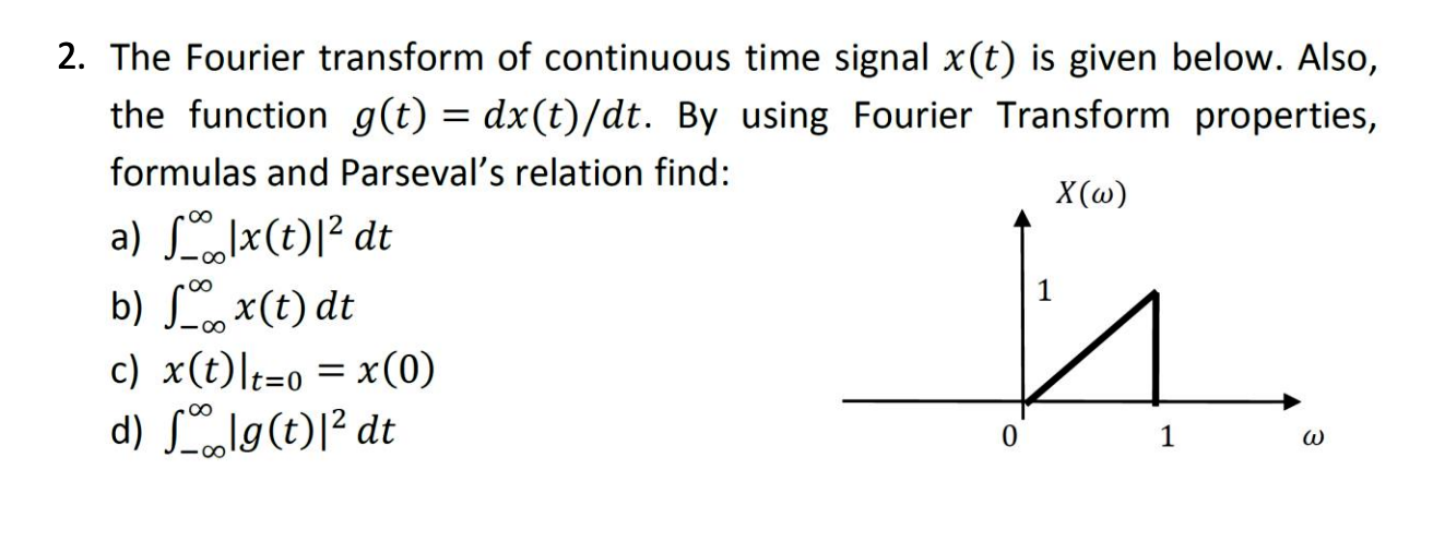 Solved 2. The Fourier transform of continuous time signal | Chegg.com