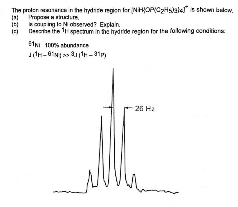 Solved The proton resonance in the hydride region for | Chegg.com