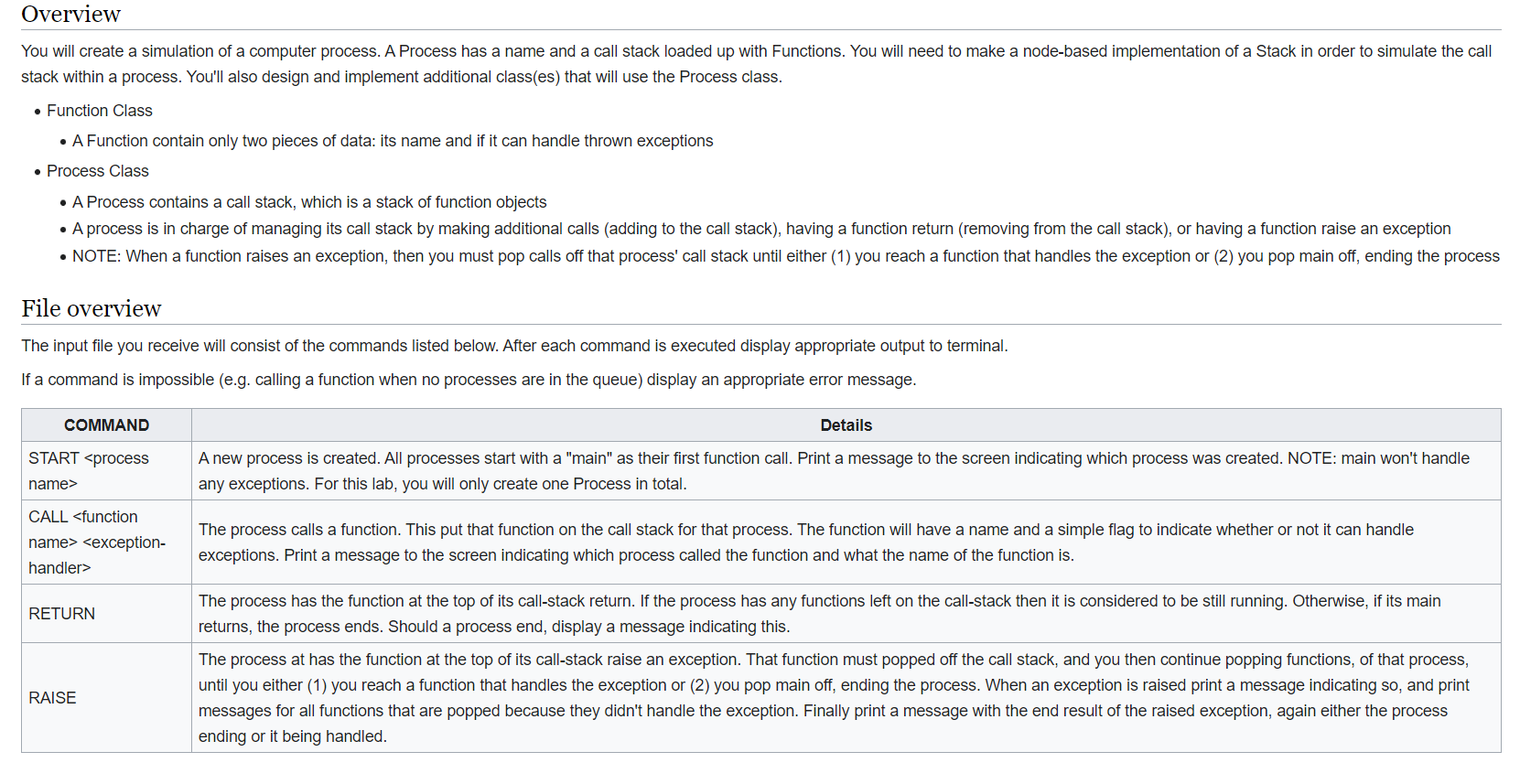 Solved stack within a process. You'll also design and | Chegg.com