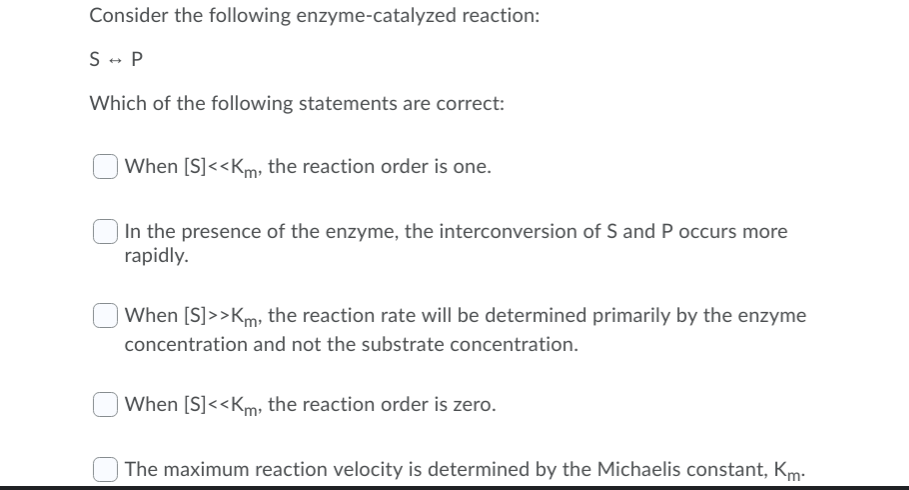 Solved Consider the following enzyme-catalyzed reaction: SP | Chegg.com