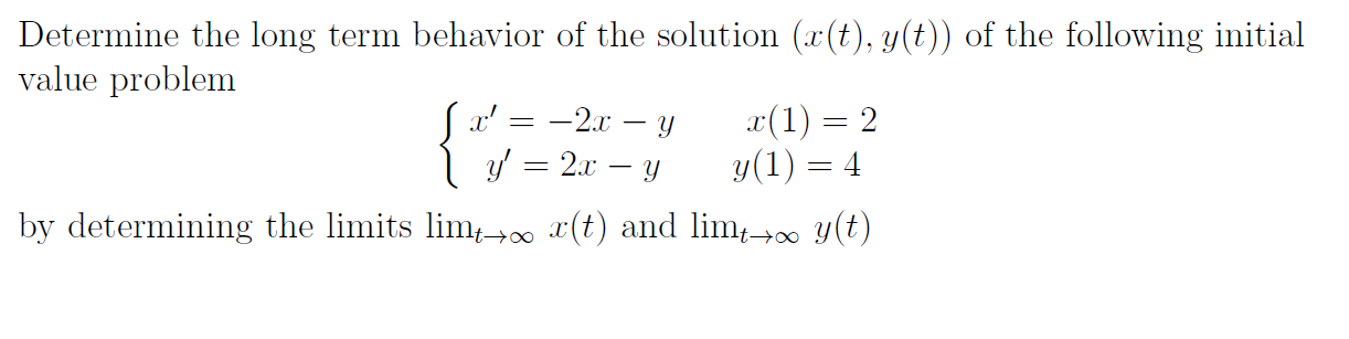 Solved Determine the long term behavior of the solution | Chegg.com