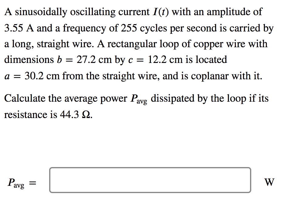 Solved A sinusoidally oscillating current I(t) with an | Chegg.com