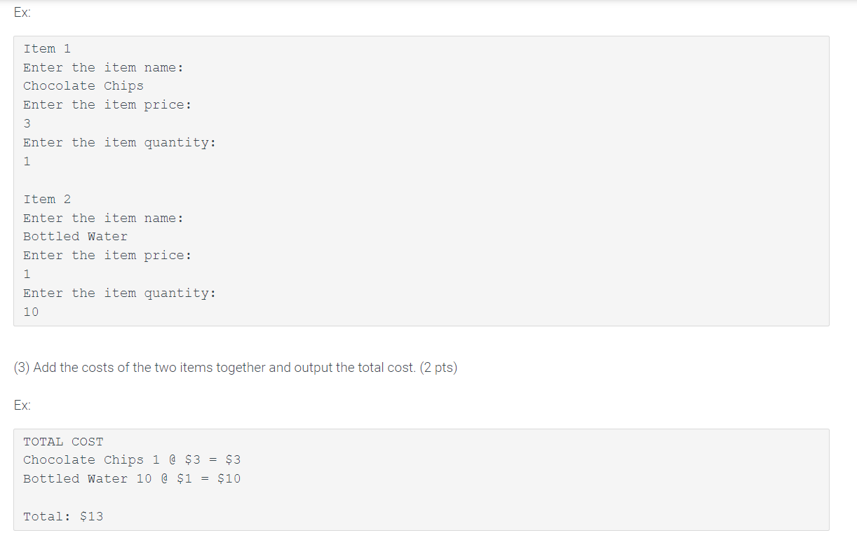 Solved 7.21 LAB*: Program: Online shopping cart (Part 1) (1) | Chegg.com