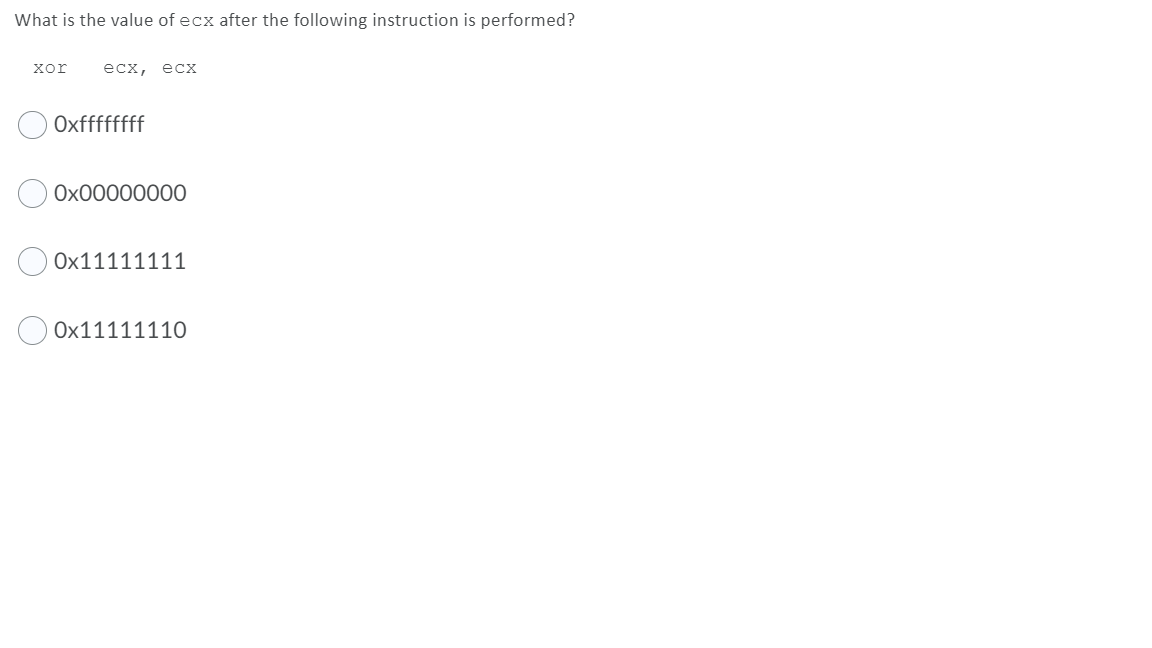 Solved What is the value of ecx after the following | Chegg.com