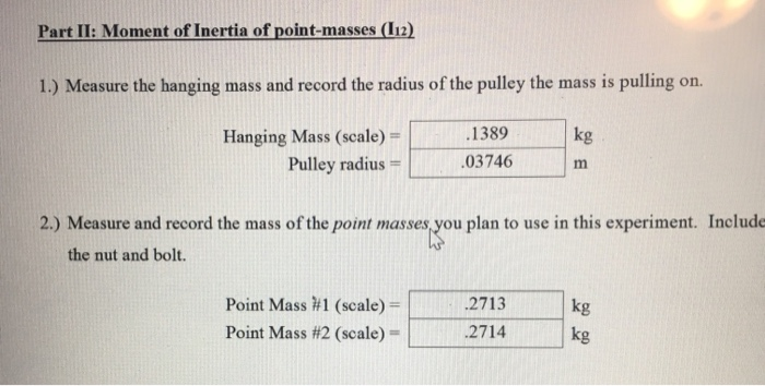 Part II: Moment of Inertia of point-masses (l1u) 1.) | Chegg.com