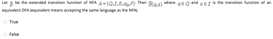 Solved Let @ be the extended transition function of NFA | Chegg.com