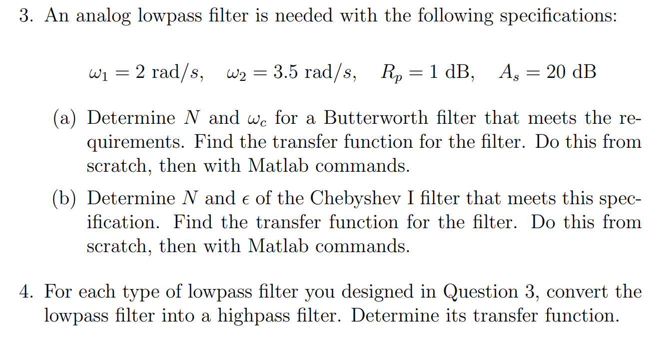 3. An analog lowpass filter is needed with the | Chegg.com