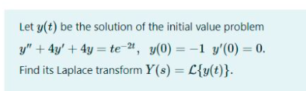 Solved Let y(t) be the solution of the initial value problem | Chegg.com