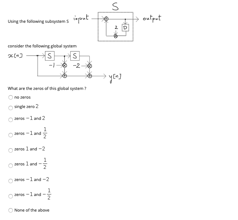 Solved S Using the following subsystems input output 2 D | Chegg.com