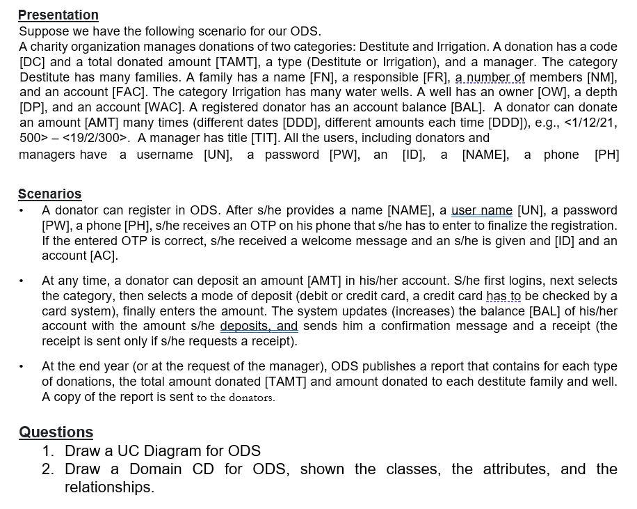Presentation Suppose we have the following scenario | Chegg.com