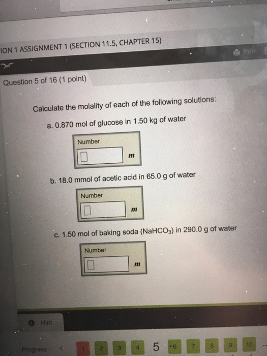 Solved Calculate the molality of each of the following | Chegg.com