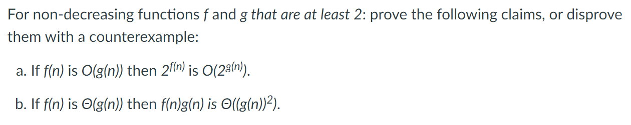 Solved For non-decreasing functions f and g that are at | Chegg.com