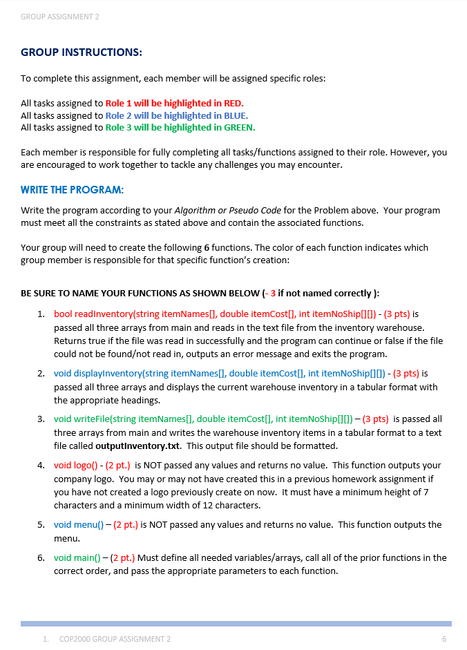 Solved Group Assignment 2 (10 pts TOTAL PеR MEMBER/ROLE) For | Chegg.com